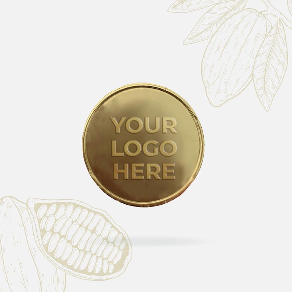 Design Your Own Chocolate Coins Gold With Embossed Logo in Bulk | Sweetalk